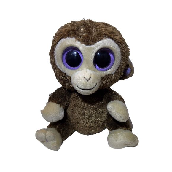 Toys | Beanie Boos Ty Coconut 6 Brown Monkey Plush Big Purple Glittery ...